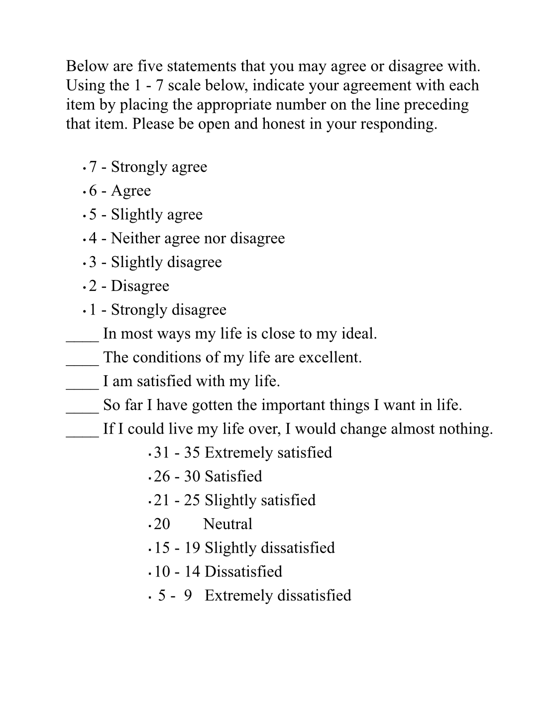 The Satisfaction With Life Scale – Evan Morrison's Blog